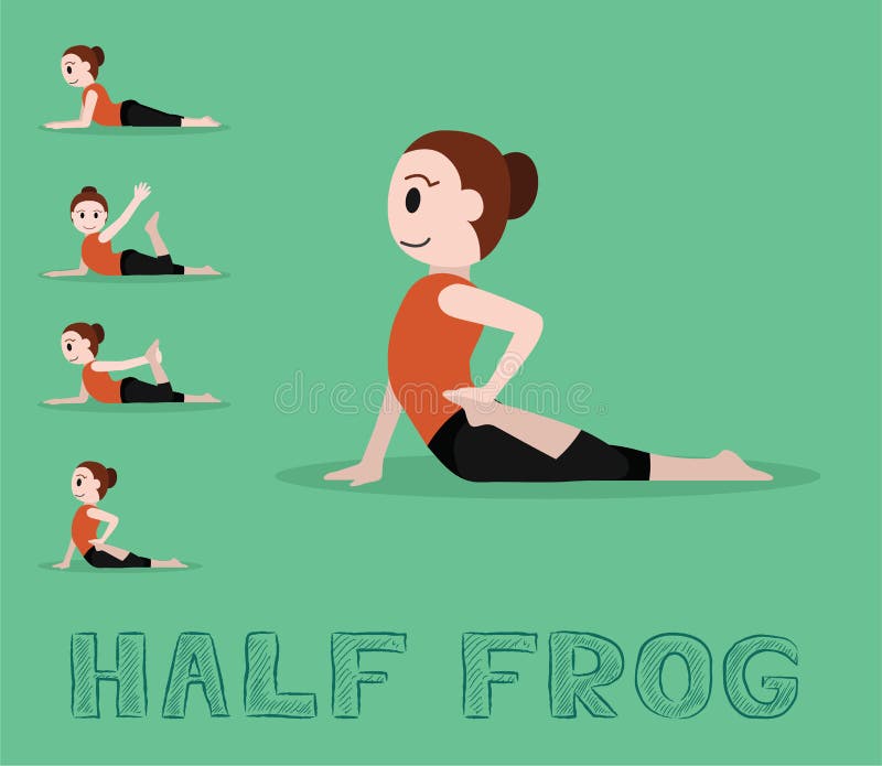 Yoga Tutorial Half Frog Pose Cute Cartoon Vector Illustration Stock ...