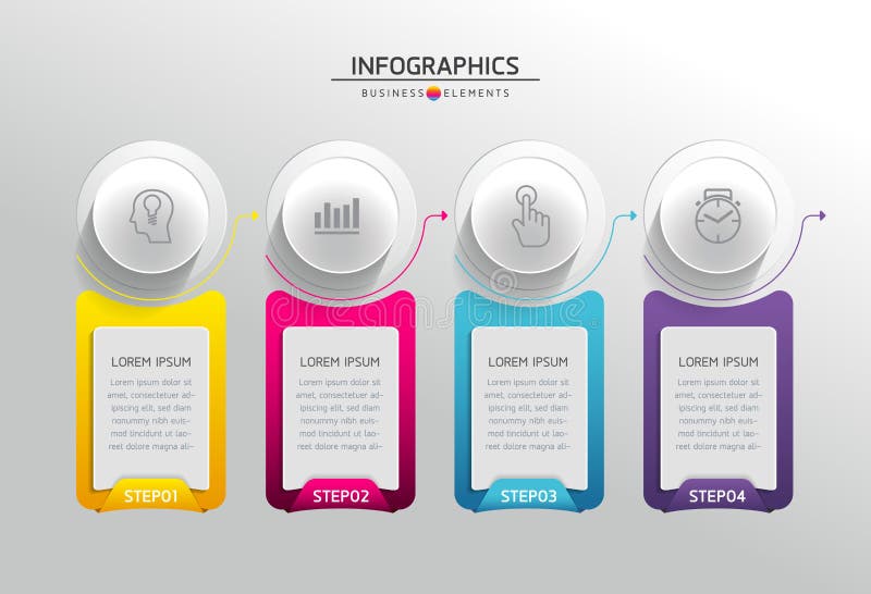 Infographics 4 Element. Graphic Chart, Business Information, with Icons ...