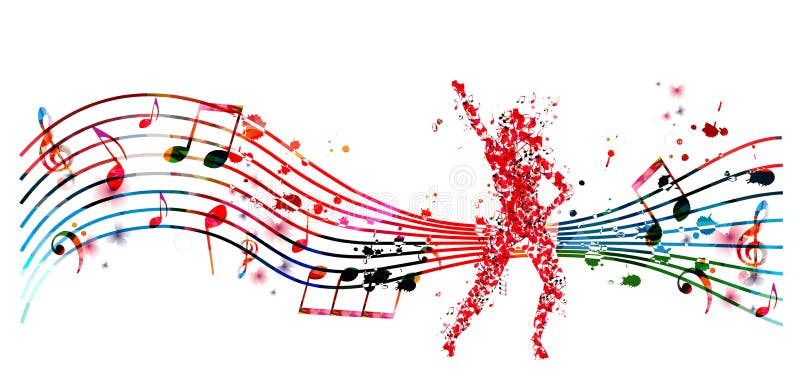 Woman Dancing Made of Musical Notes. Red Musical Notes Dancer Performer ...