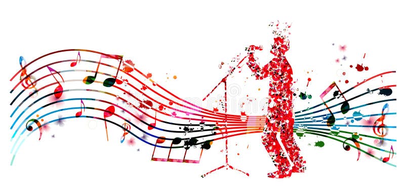Man with Microphone Made of Musical Notes. Red Musical Notes Singer ...