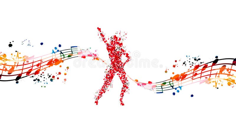 Woman Dancing Made of Musical Notes. Red Musical Notes Dancer Performer ...