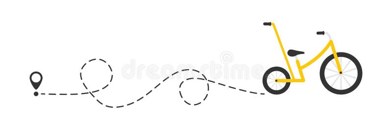 Cute Colorful Bicycle with Start Location Pin. Color Child Bike with ...