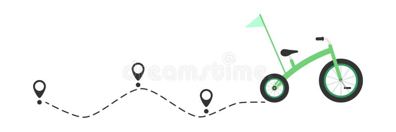 Cute Colorful Bicycle with Start Location Pin. Color Child Bike with ...