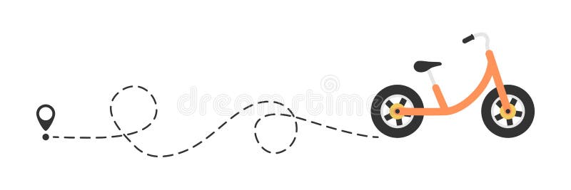 Cute Colorful Bicycle with Start Location Pin. Color Child Bike with ...