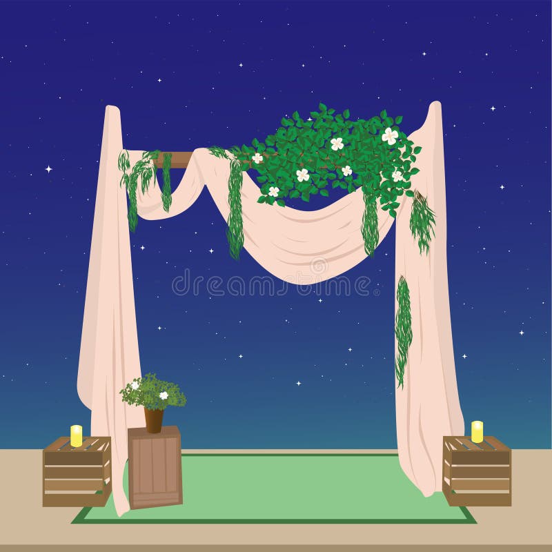 Wedding Gate Vector Design Decorated with Flowers, Plants and Candles ...