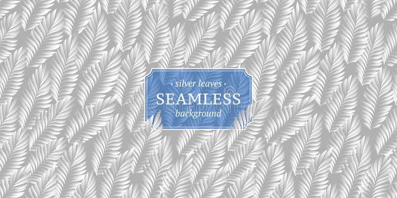 Silver Leaves Seamless Background. Natural Product Label Template Stock ...