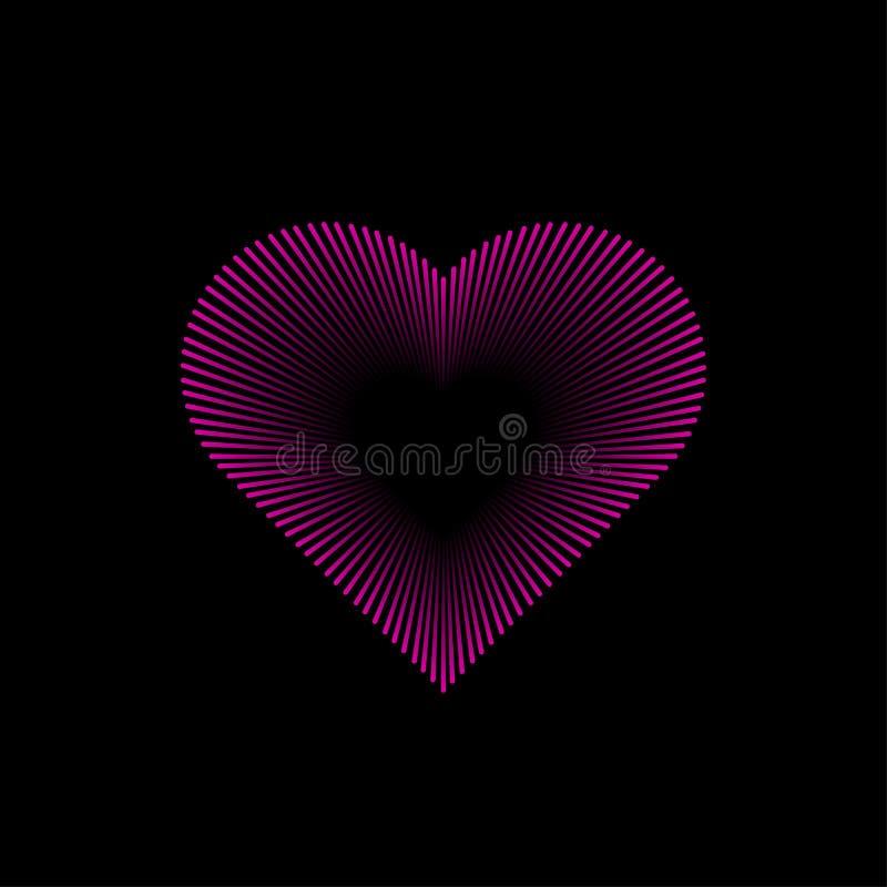 Pink Hallow Heart with a Black Background Vector Illustration Stock ...