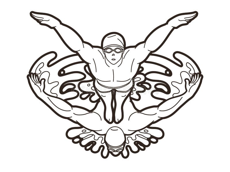 People Swimming Swimmer Action Together Cartoon Sport Graphic Vector ...