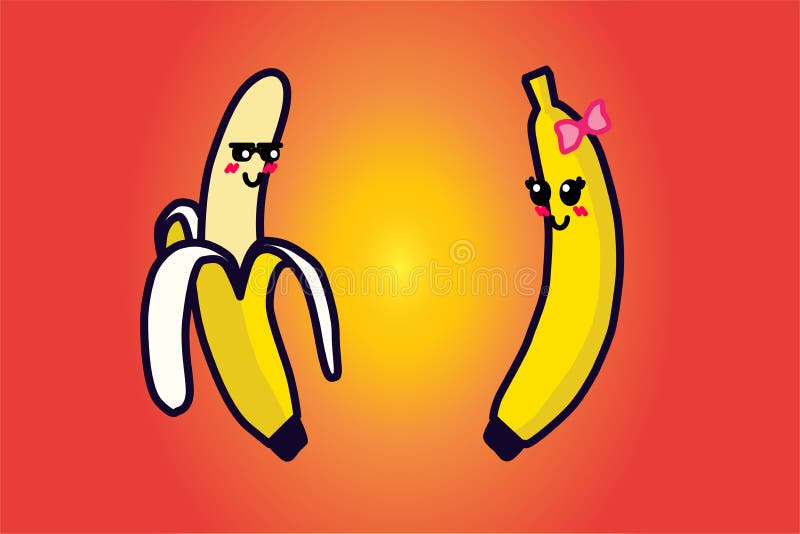 Cute Falling in Love Bananas Stock Illustration - Illustration of ...