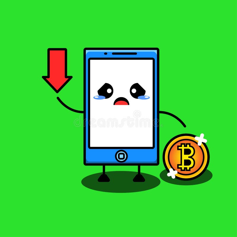 Cute Sad Phone with Down Bitcoin Stock Image - Image of bitcoin, phone ...