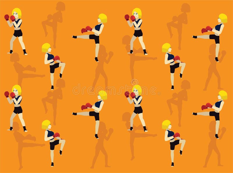 Boxing Poses Cartoon Side Kick Seamless Wallpaper Background Stock ...