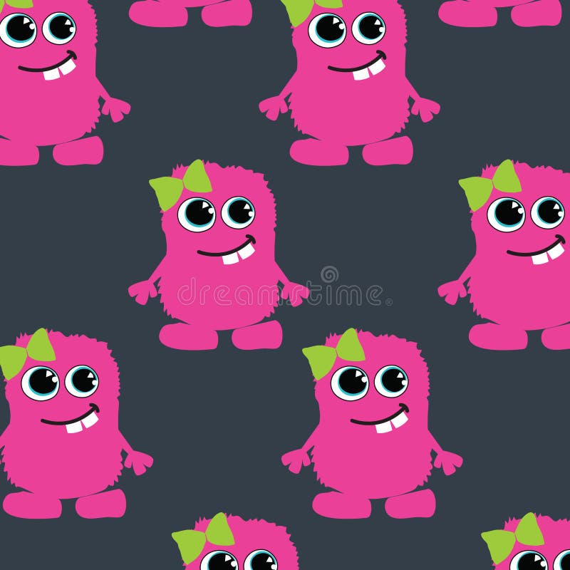 Cute Monster Pattern for Wrapping Paper, Greeting Cards Stock Vector ...