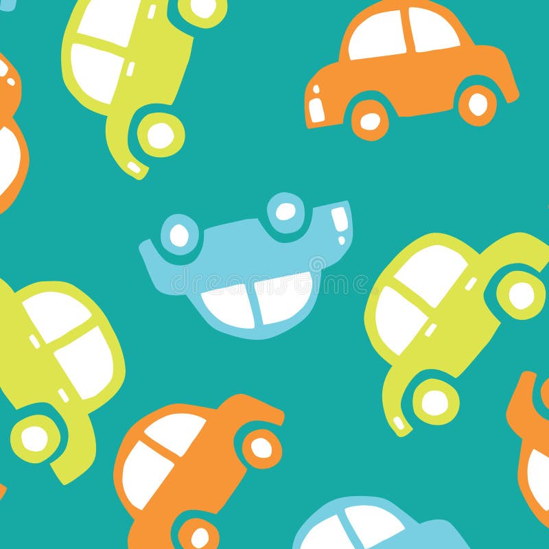 Cute Baby Car Pattern Vector Illustration. for Wrapping Paper, Greeting ...
