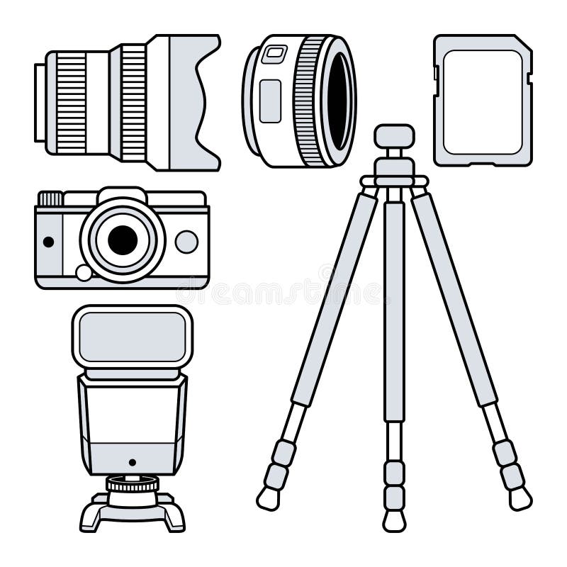 Vector Photography Equipment Tools and Accessories Stock Vector ...