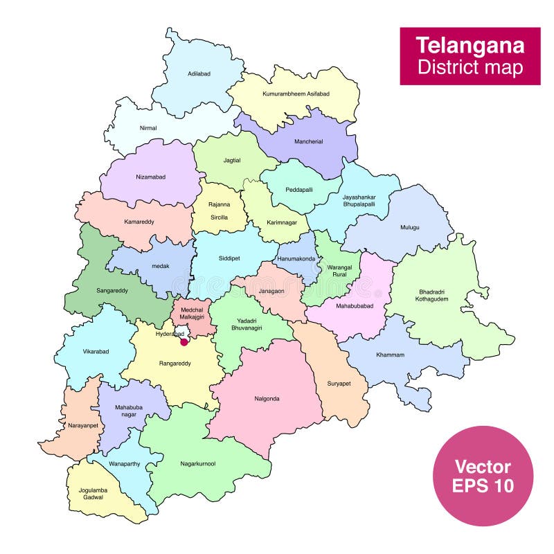 Vector Illustration of Telangana District Map Stock Vector ...