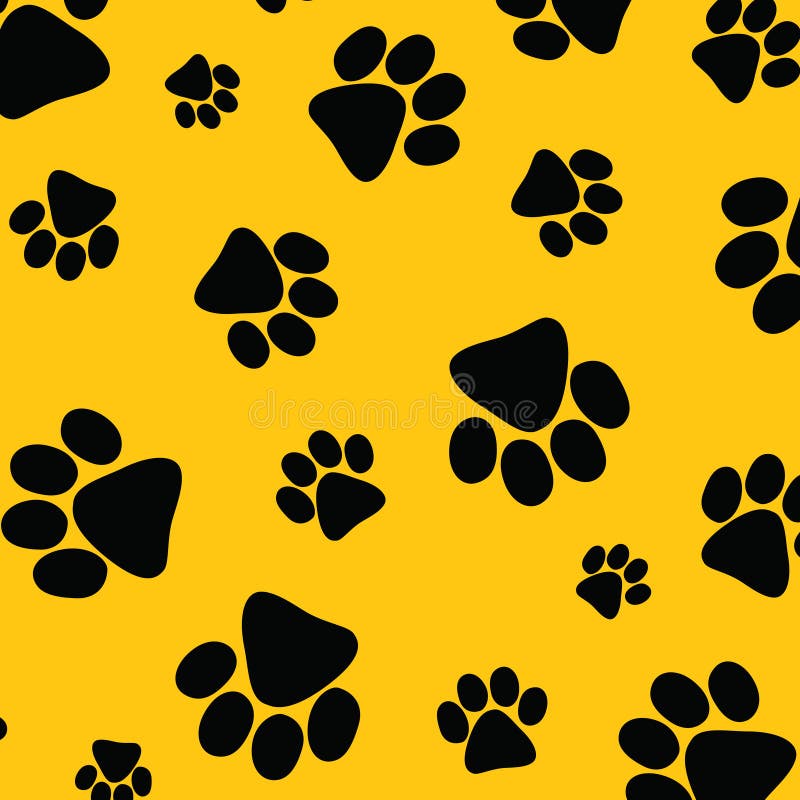 Cute Paw Vector Seamless Pattern. Stock Vector - Illustration of ...
