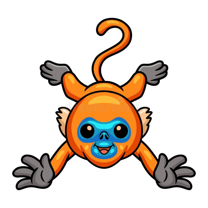 Cute Little Golden Monkey Cartoon Posing Stock Vector - Illustration of ...