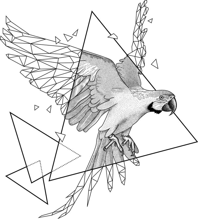 Geometric Parrot bird 001 stock illustration. Illustration of digital ...