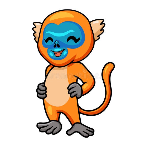 Cute Little Golden Monkey Cartoon Standing Stock Vector - Illustration ...
