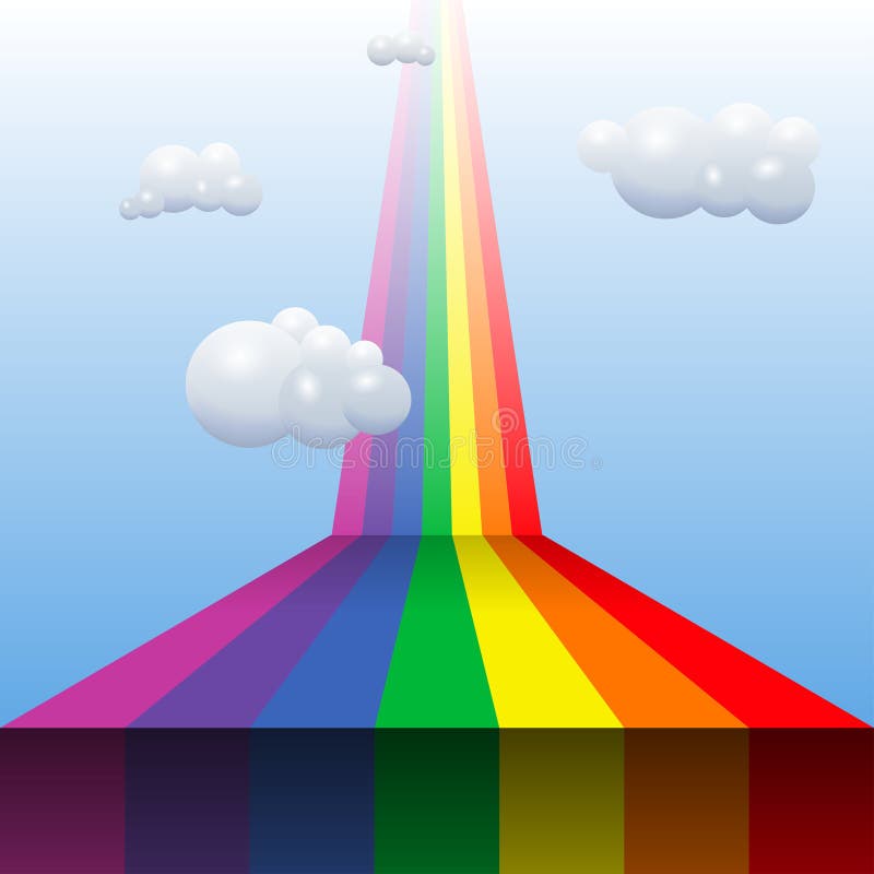 Rainbow Base Monsoon Concept with Clouds Around Stock Vector ...