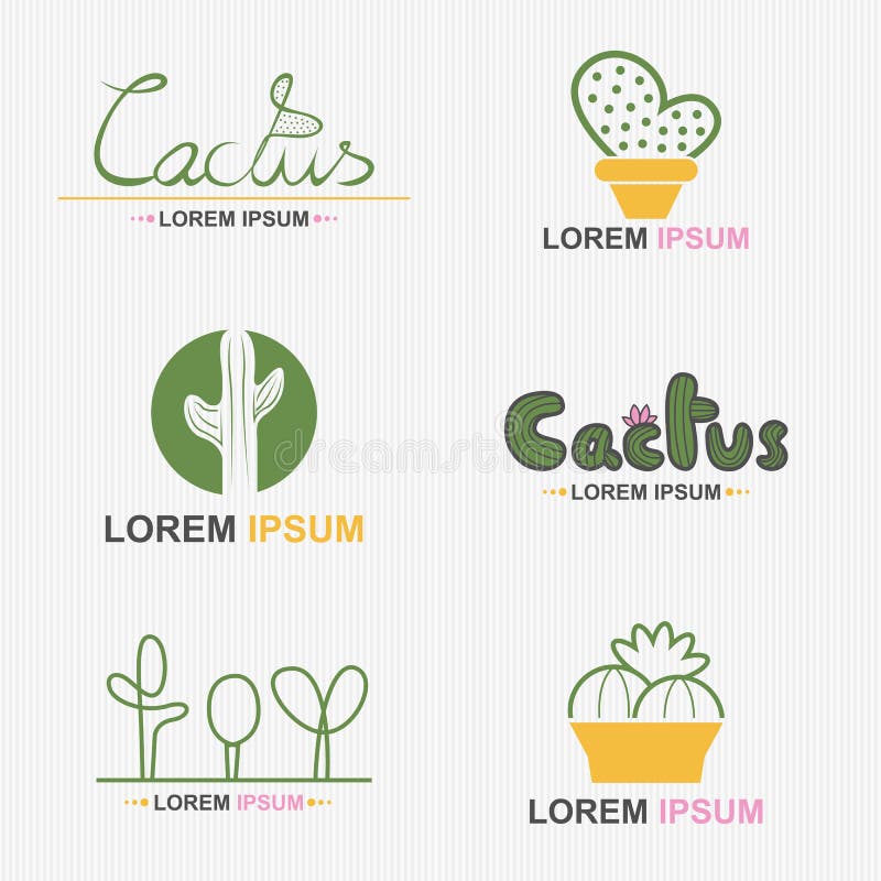 Cactus Plant and Tree Logo Set - Vector Stock Vector - Illustration of ...