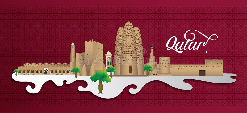 Qatar Traditional Places Vector Illustration. Stock Vector ...