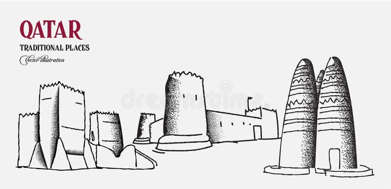 Qatar Traditional Places Vector Illustration. Stock Vector ...