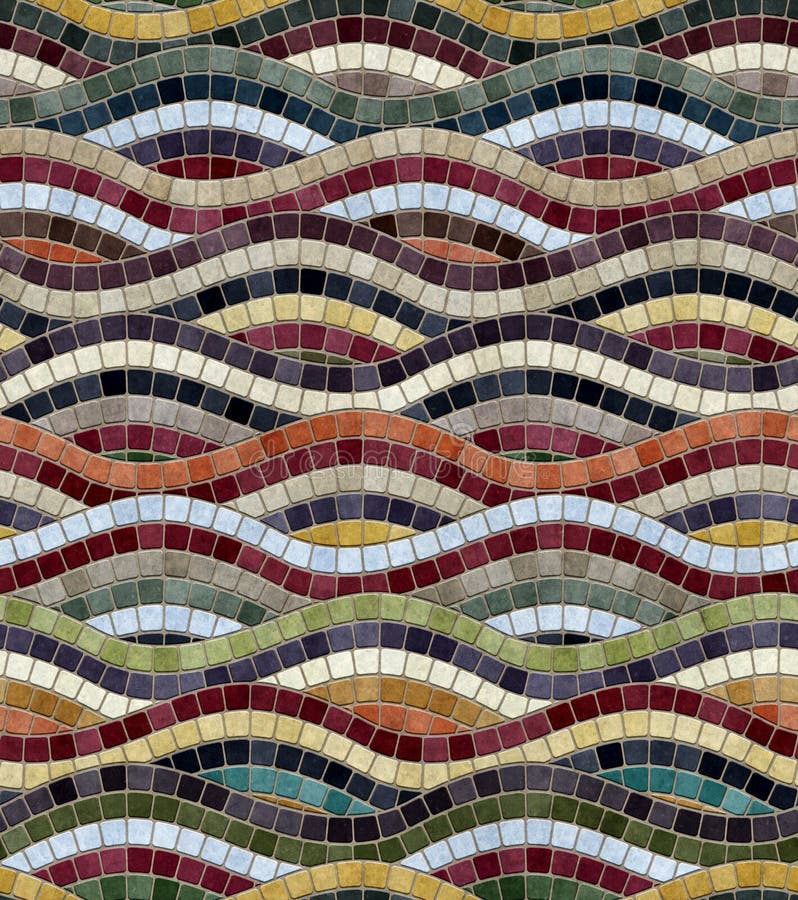 Multicolored Mosaic with Wavy Lines Design. Seamless Repeating Pattern ...