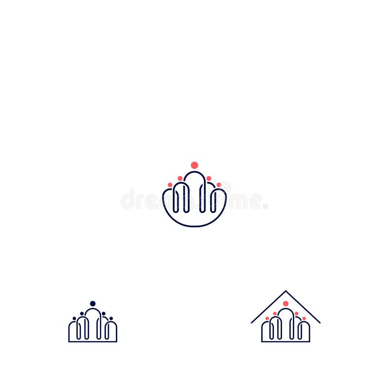 Group of People Gathering Logo Icon, Team in the House Logo Template ...