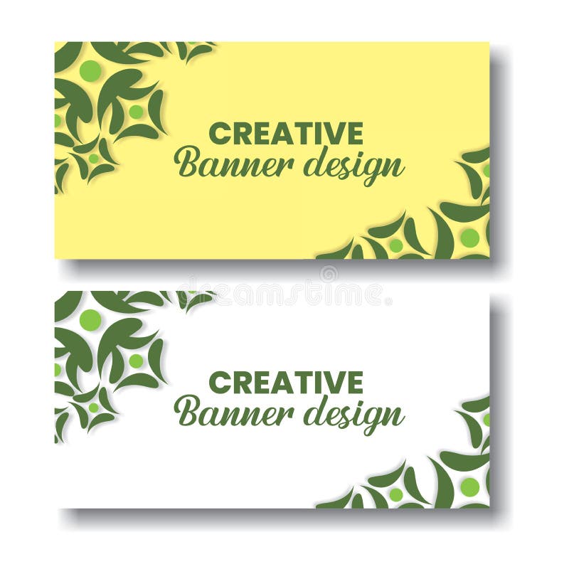 Creative and Unique Banner Design with Green Floral Pattern Stock ...