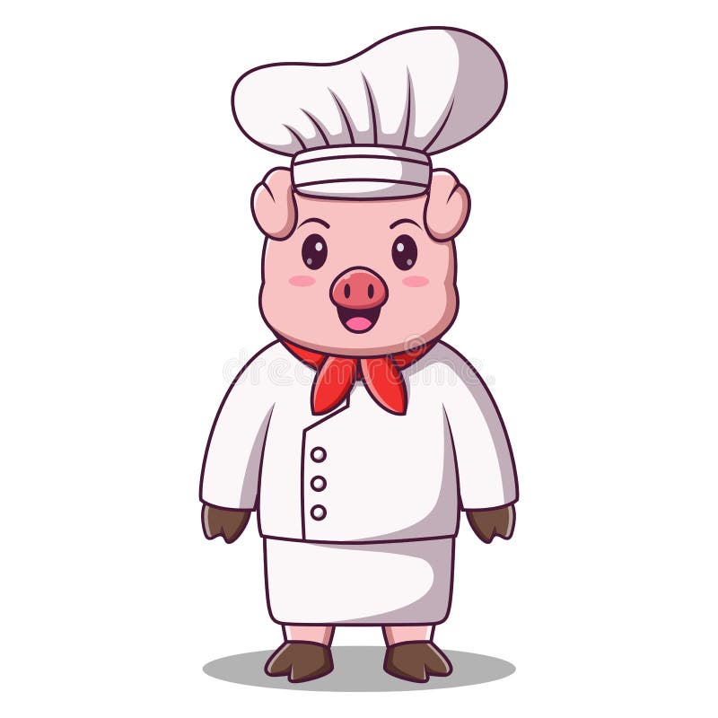 Chef Pig Mascot Cartoon Character, Pig Cooking Vector Icon Illustration ...