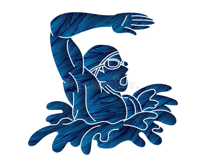 Male Swimming Sport Swimmer Action Cartoon Graphic Vector Stock Vector ...