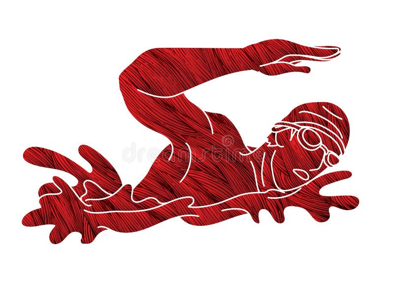 Male Swimming Sport Swimmer Action Cartoon Graphic Vector Stock Vector ...