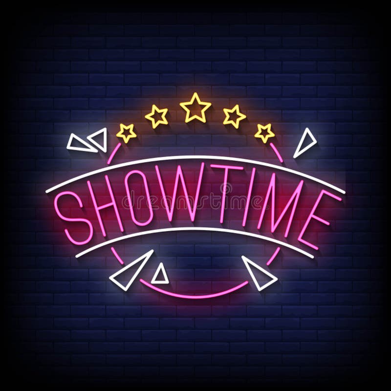 Show Time Neon Signs Style Text Vector Stock Vector - Illustration of ...