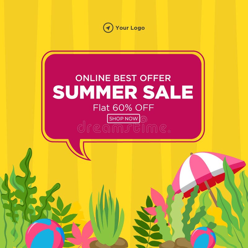 Online Best Offer Summer Sale Banner Design Stock Vector - Illustration ...