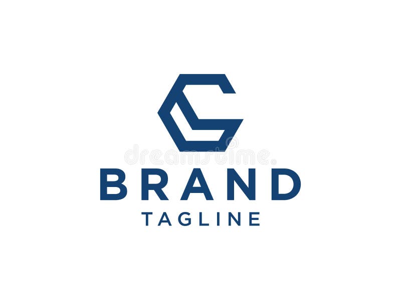 Simple Blue Logo. Line Initial Letter C Isolated on White Background ...