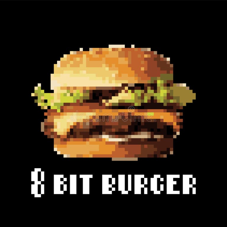 Pixel Art 8 Bit Style Image of Hamburger Stock Vector - Illustration of ...
