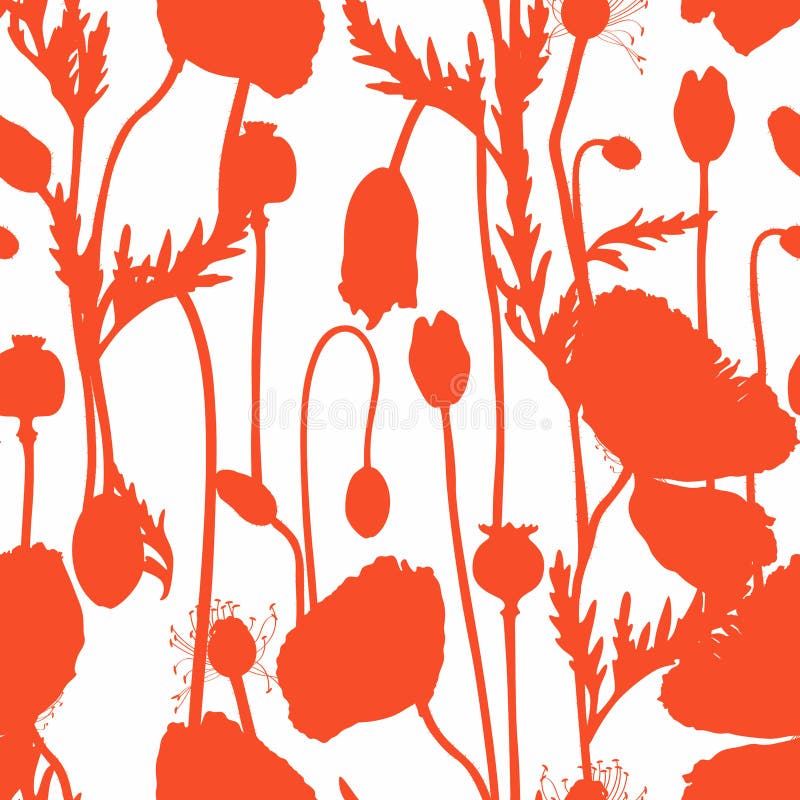 Floral Seamless Pattern. Flower Poppy Background. Flourish Tiled ...