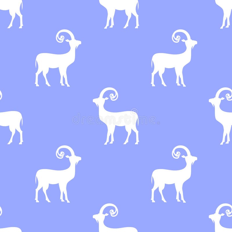 Mountain Goat Isolated on Purple Background is in Seamless Pattern ...
