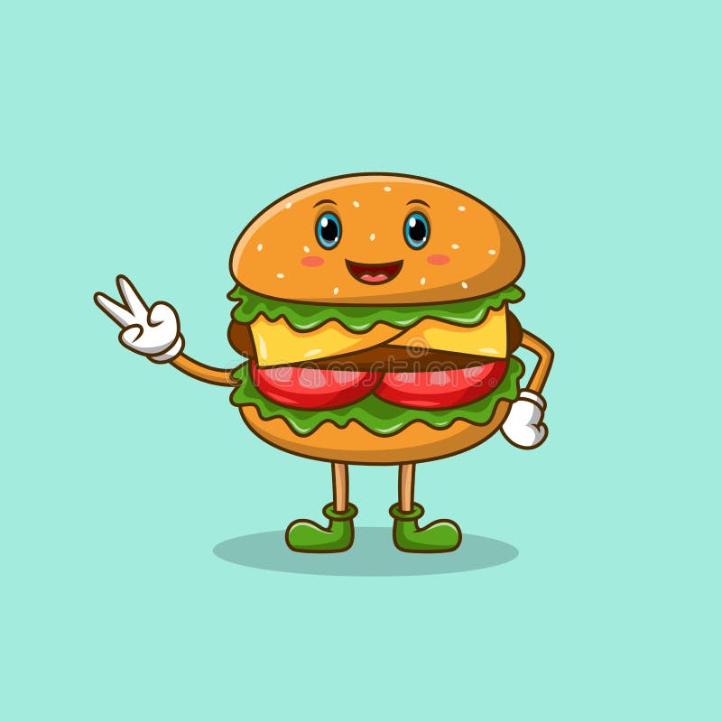 Cute Hamburger Cartoon Character Stock Illustration - Illustration of ...