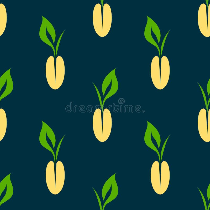 Colorful Seed Germ Isolated on Dark Green Background is in Seamless ...