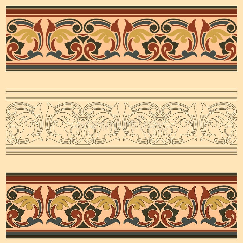 Horizontal Floral Vintage Ornament Stock Vector - Illustration of ...