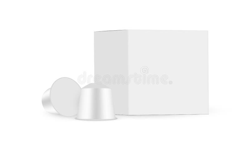 Coffee Capsules with Packaging Box Mockup, Side View Stock Vector ...