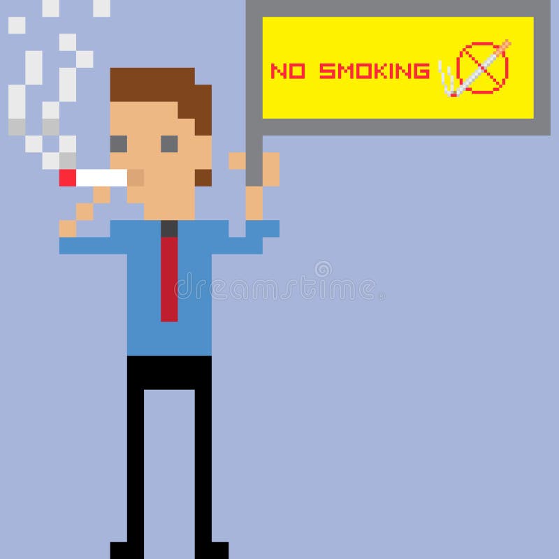 Smoking Character Warns Against Smoking Pixel Art Stock Vector ...