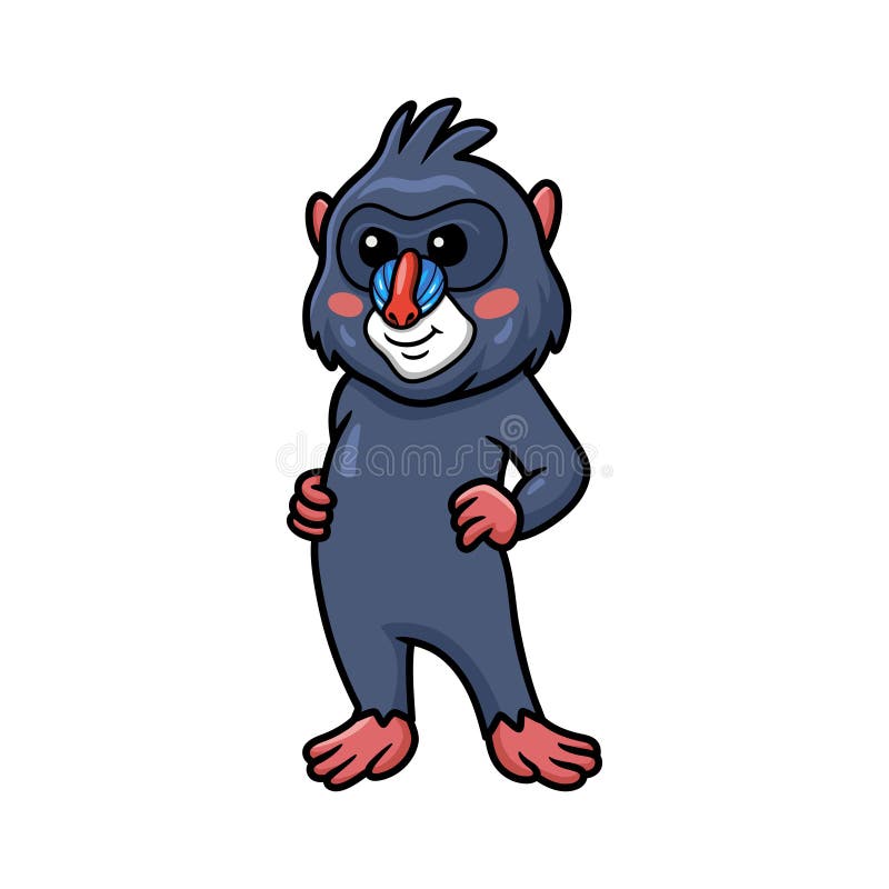 Standing Mandrill Mandrillus Sphinx on a Side View Silhouette Found in ...