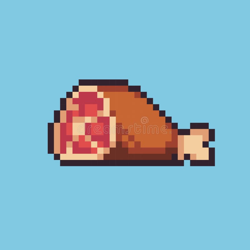 Pixel Art Meat Illustration Item for Game Stock Vector - Illustration ...