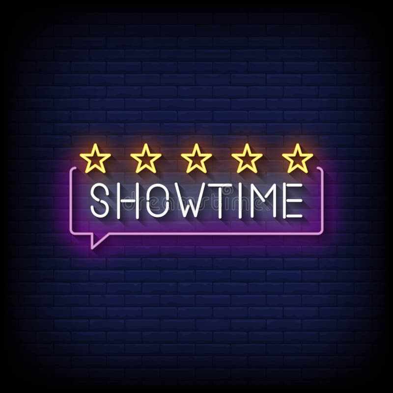 Show Time Neon Sign on Brick Wall Background Vector Stock Vector ...