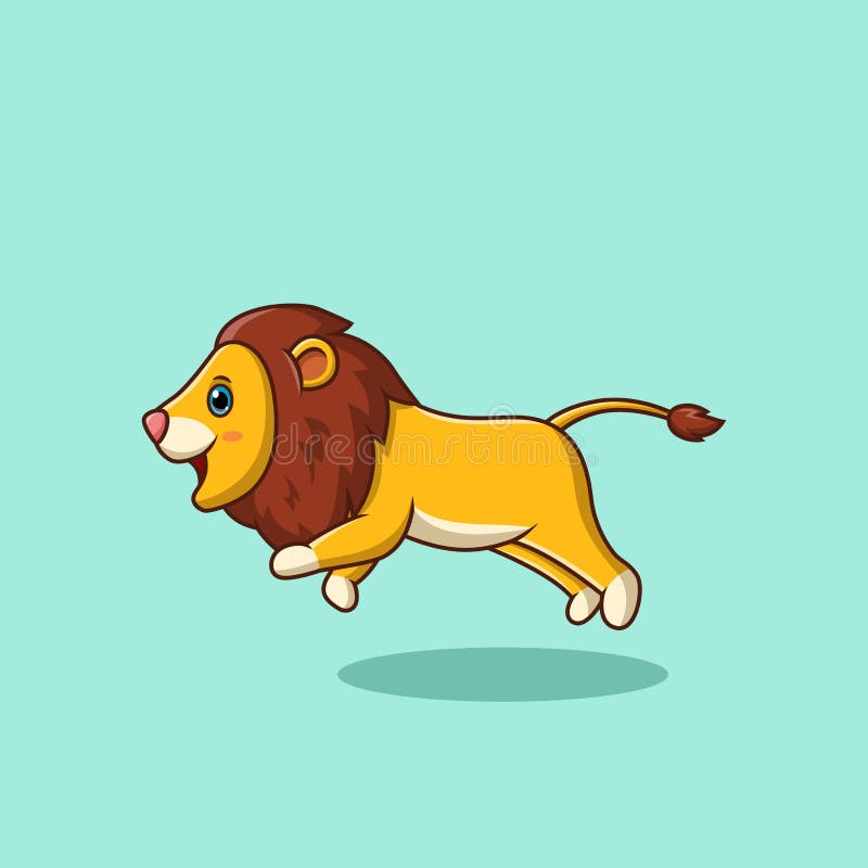 Cute lion cartoon jumping stock illustration. Illustration of funny ...