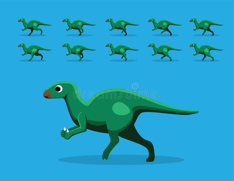 Animal Animation Sequence Dinosaur Iguanodon Running Cartoon Vector ...