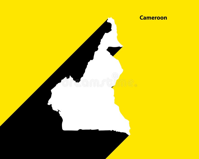 Cameroon Map on Retro Poster with Long Shadow. Vintage Sign Easy To ...
